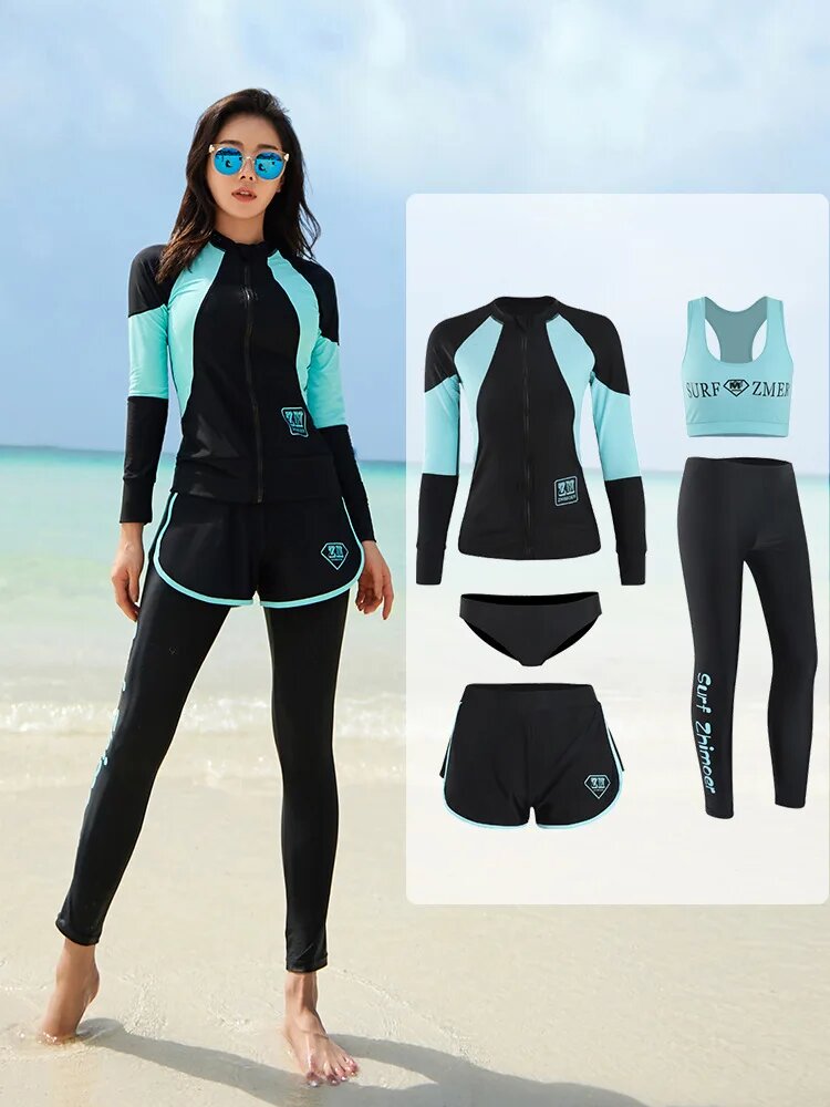 Мужские костюмы для дайвинга с защитой от сыпи, одежда для серфинга, купальный костюм с длинным рукавом, купальная рубашка + плавки + шорты, защита от ультрафиолета L, 2004 Women