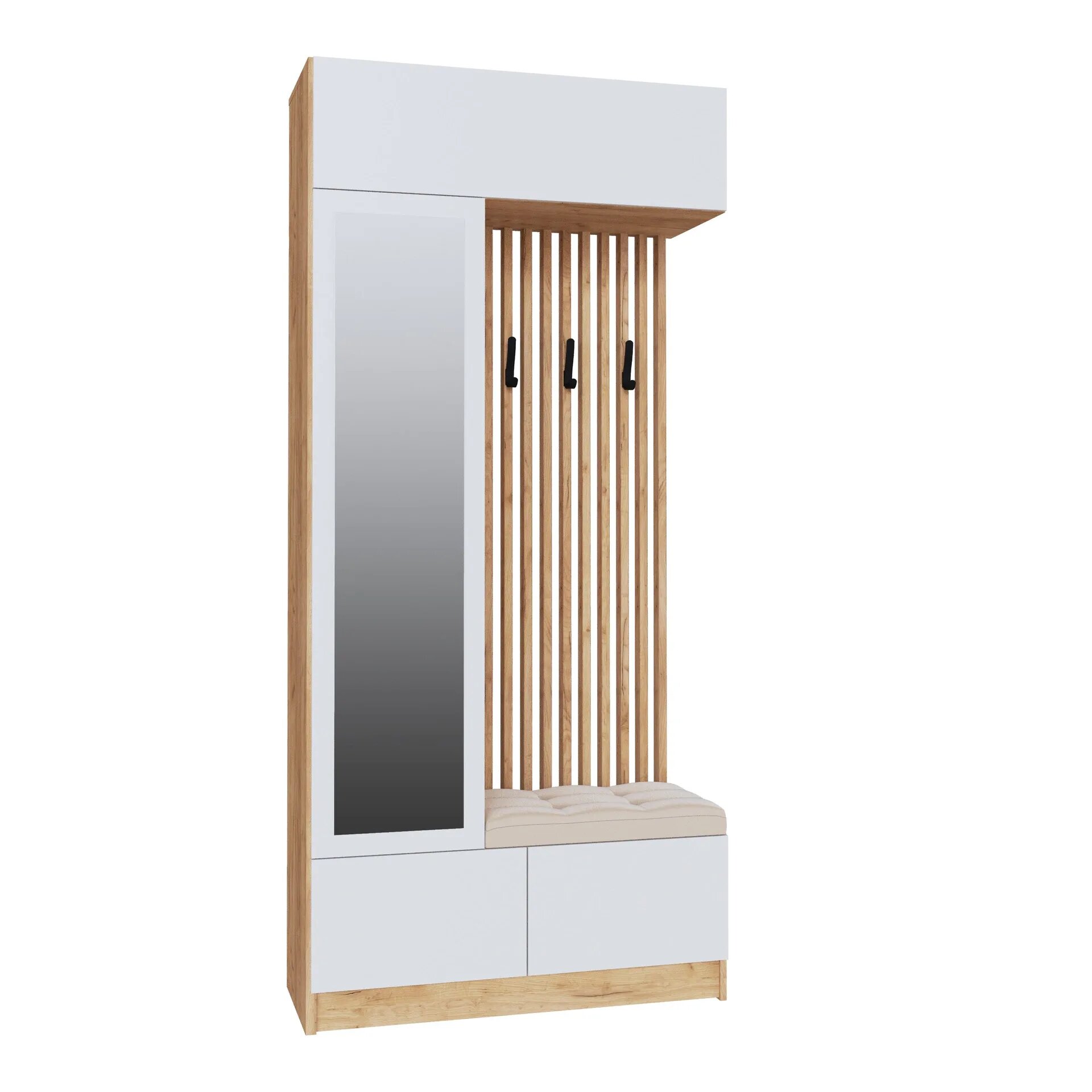 Центральная секция «Руэлла», узкая, дуб крафт золотой/белый (1000х400х2200)