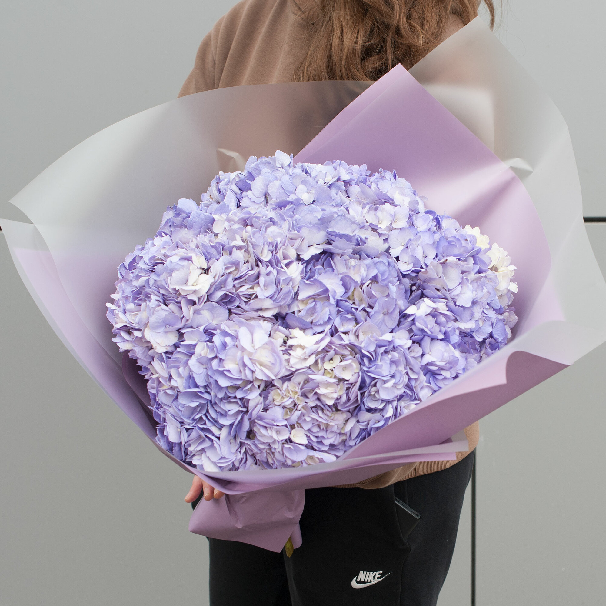 Букет из пышных гортензий лавандового цвета "Гортензия Милка"