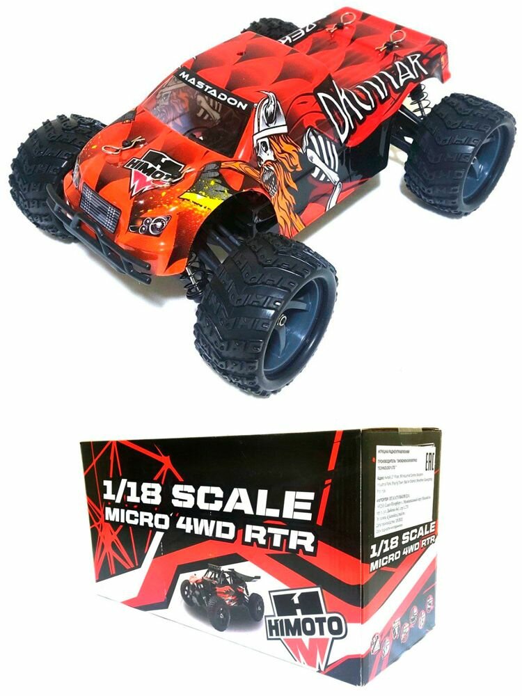 Радиоуправляемый монстр Himoto Mastadon 4WD RTR масштаб 1:18 2.4G - E18MT 28751