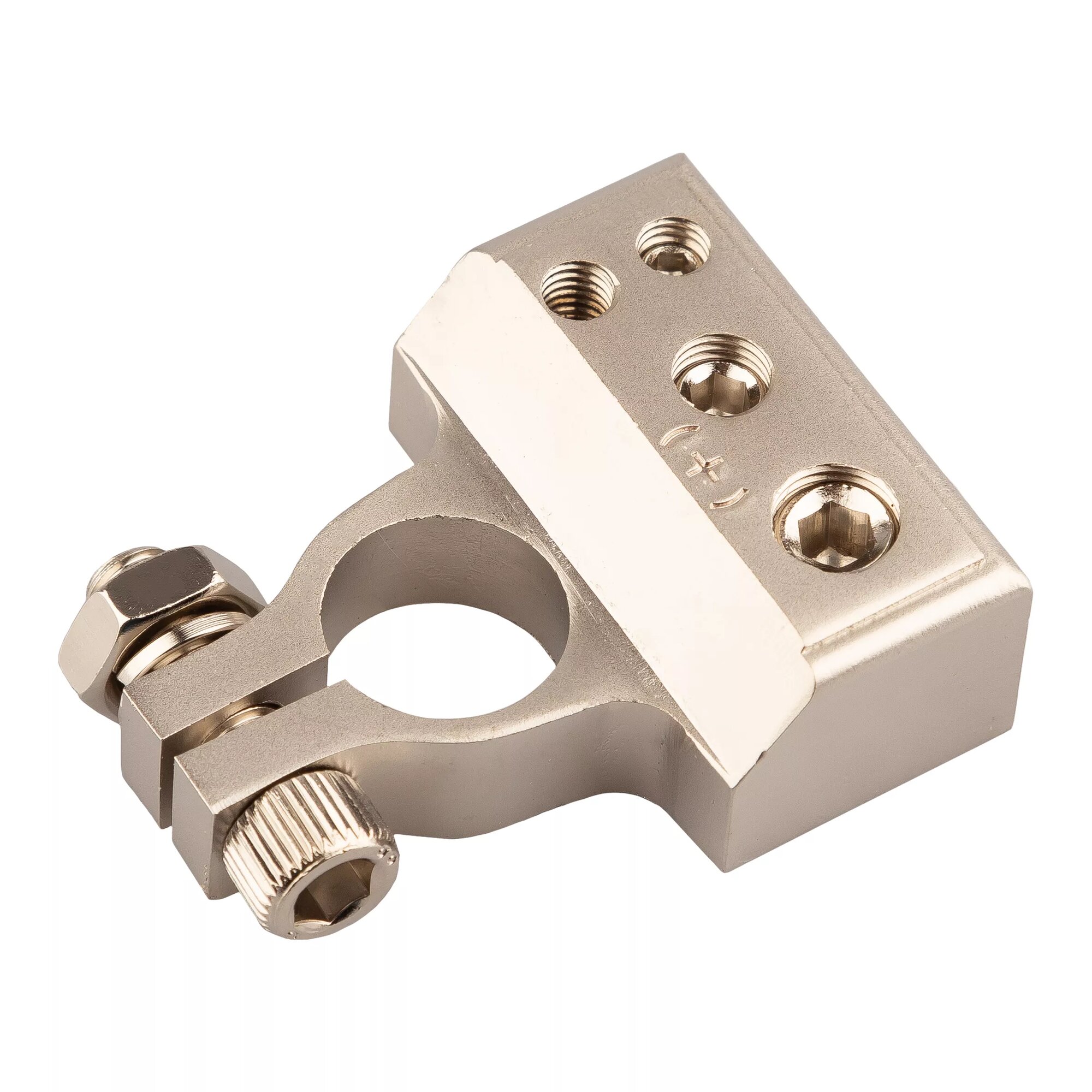 Клемма АКБ WB53R хром плюс (для акустики, под зажим провода 4 болтами М10-1шт, М8-1шт, М6-2шт.)