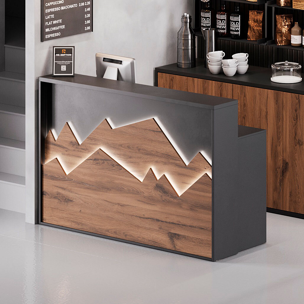 Барная стойка "Горы" Черный/Юстус/ 1500х1200х700, С Подсветкой RGB