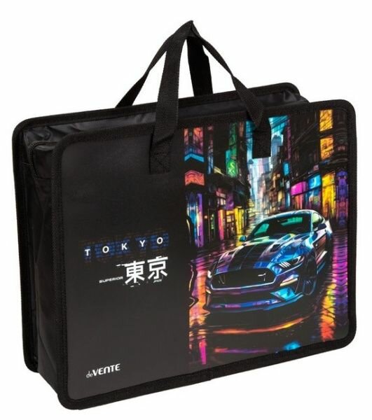 Папка с ручками А4 для тетрадей изо и технологии Label. Tokyo Drift с расширением 10 см