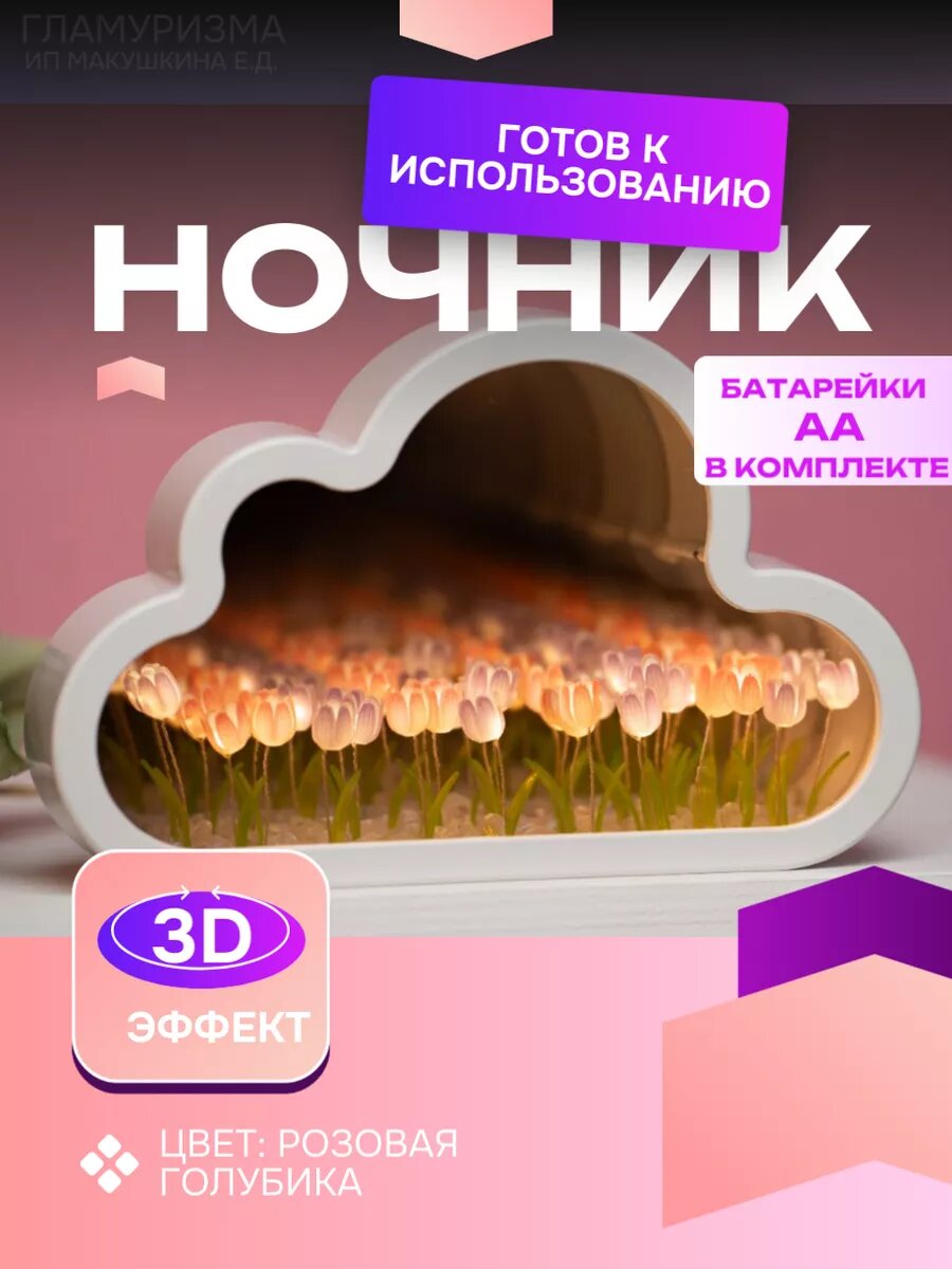 Декоративный светильник Облако с тюльпанами