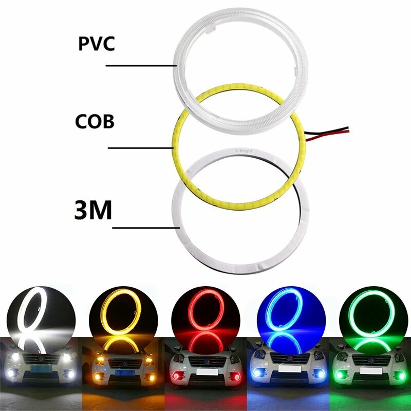 2 шт. COB Angel Eyes, белые кольца для фар 12В