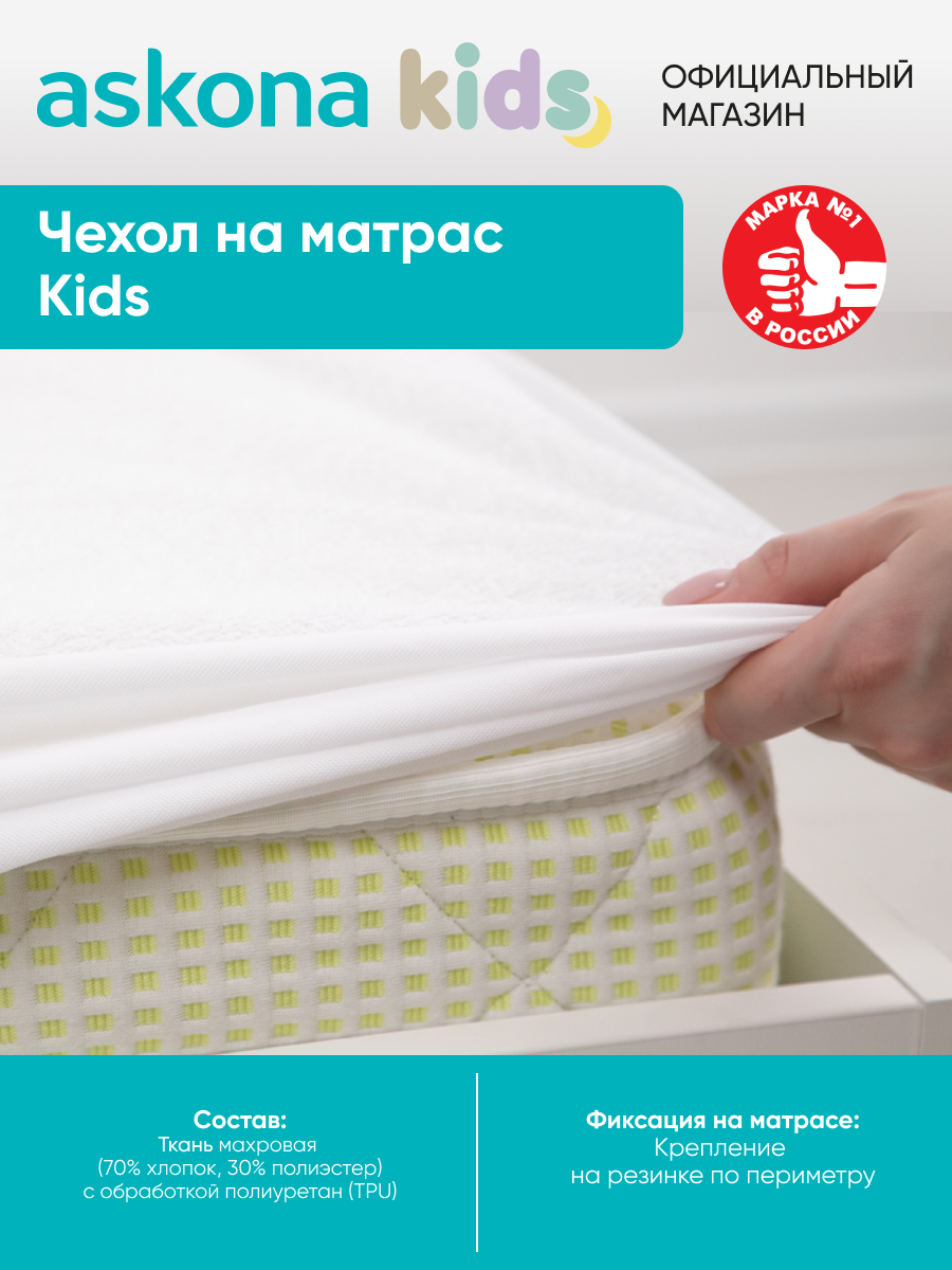 Чехол на матрас Askona Kids (Аскона) Kids Terry D125x17 Овал, хлопок