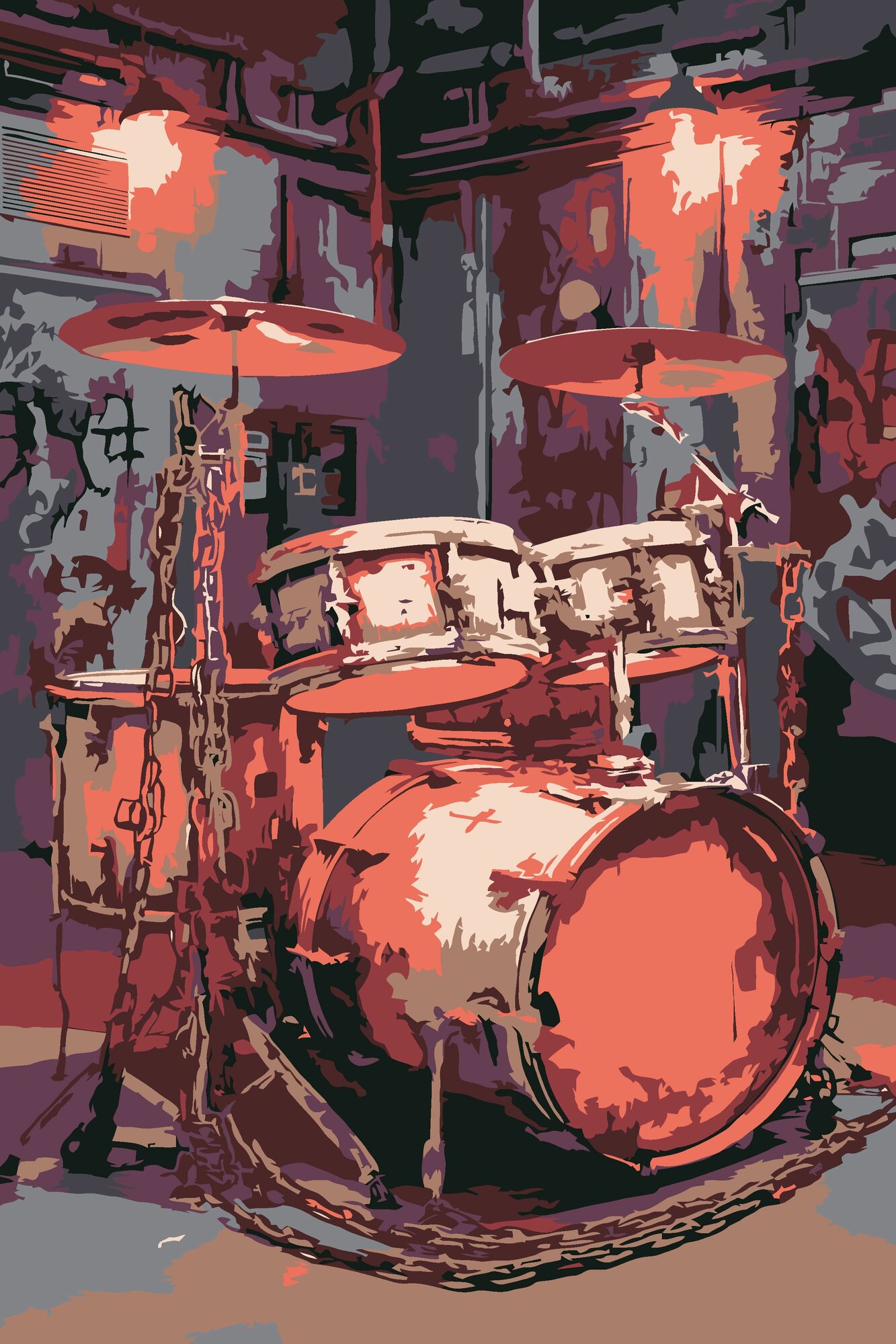 Детская картина по номерам E3457 "Музыкальные инструменты - Барабаны" 20x30