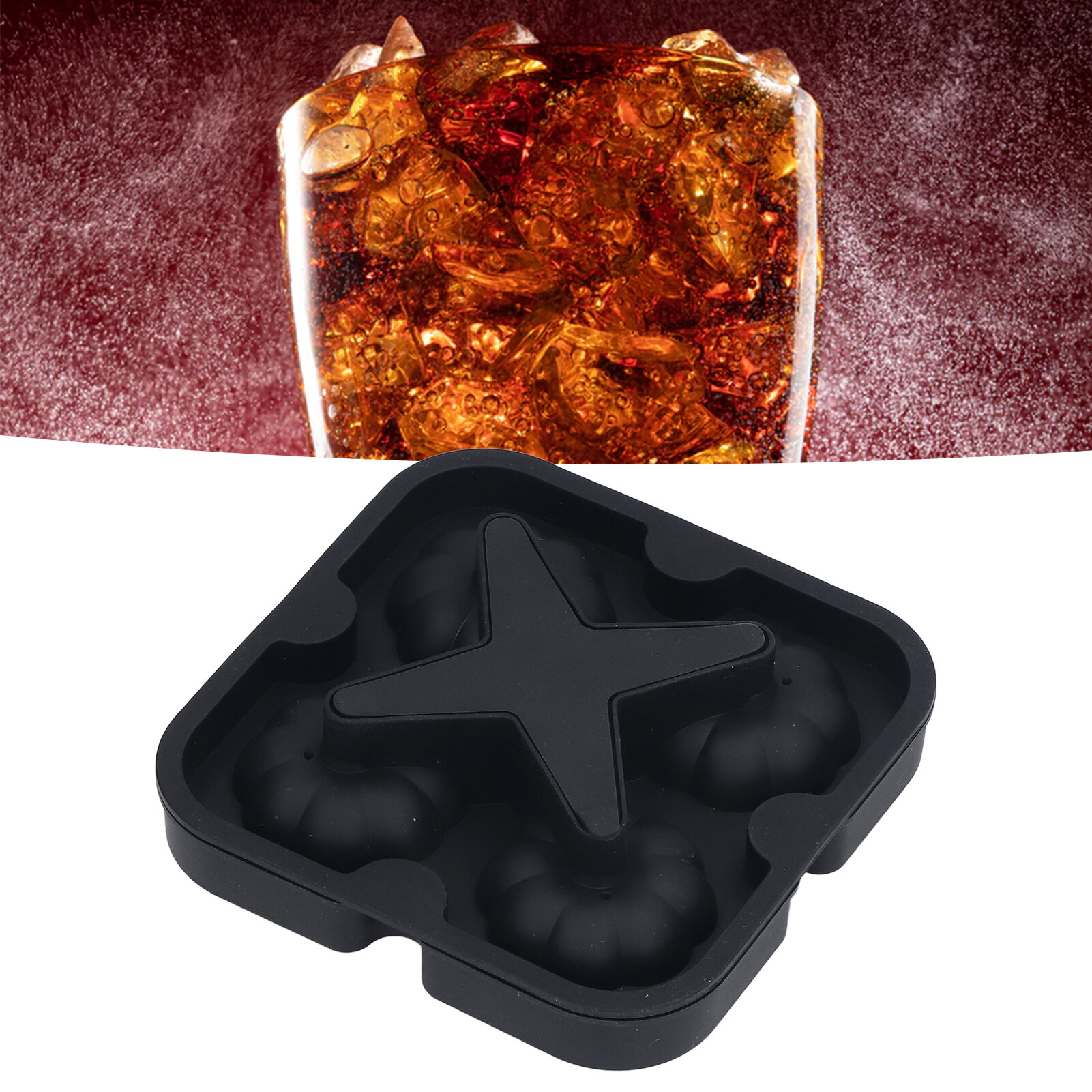 Форма для тыквенного льда, 3D форма тыквы, пищевой силикон, 4 ячейки, легкосъемная форма для виски, льда для кофе, чая, коктейля, черный