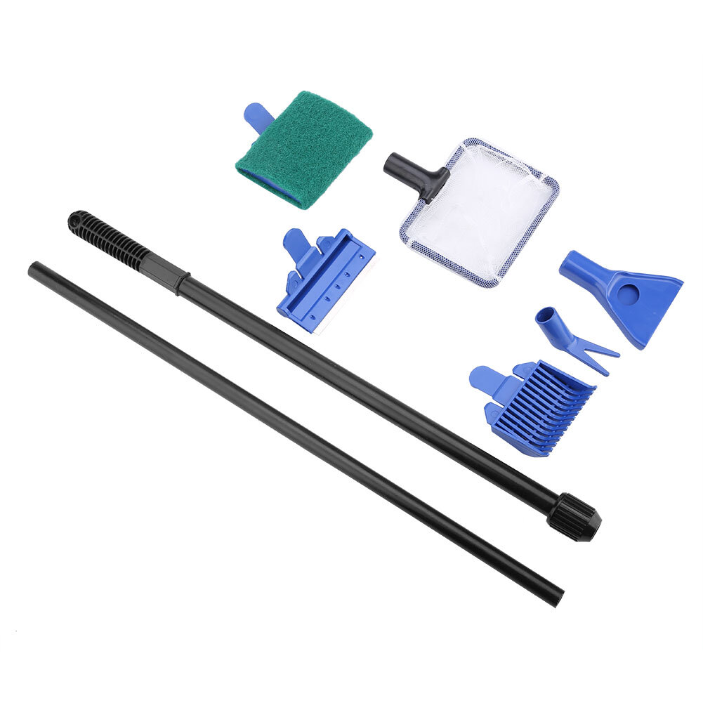 Универсальный выдвижной набор для чистки аквариума 5 в 1: щетка для аквариума, очиститель грунта и водорослей, инструмент для чистки аквариума.