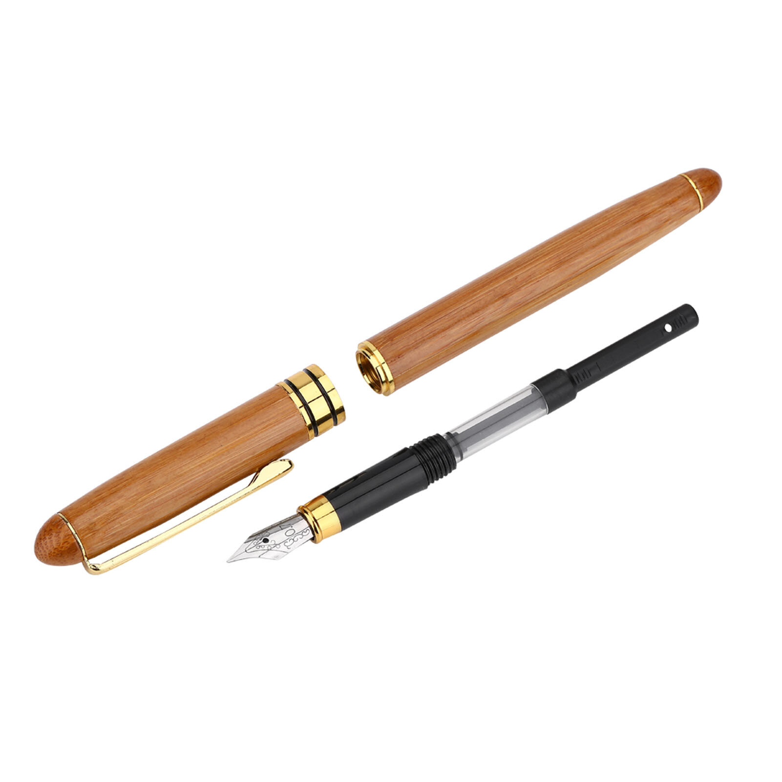 Перо для каллиграфии с широким острым наконечником Stub Nib Tip для письма Gothic Arabic Italic (0.7мм), материал ручки бамбуковая фанера, чернильник поршневого типа, размер пера 14.6*1.25см, вес 22г, количество 1 шт.