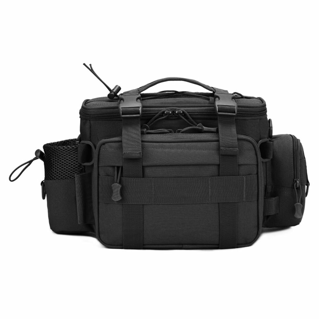 Сумка, рюкзак для рыбалки, охоты, Мультифункциональная водонепроницаемая сумка для спиннинга с поясом - черный