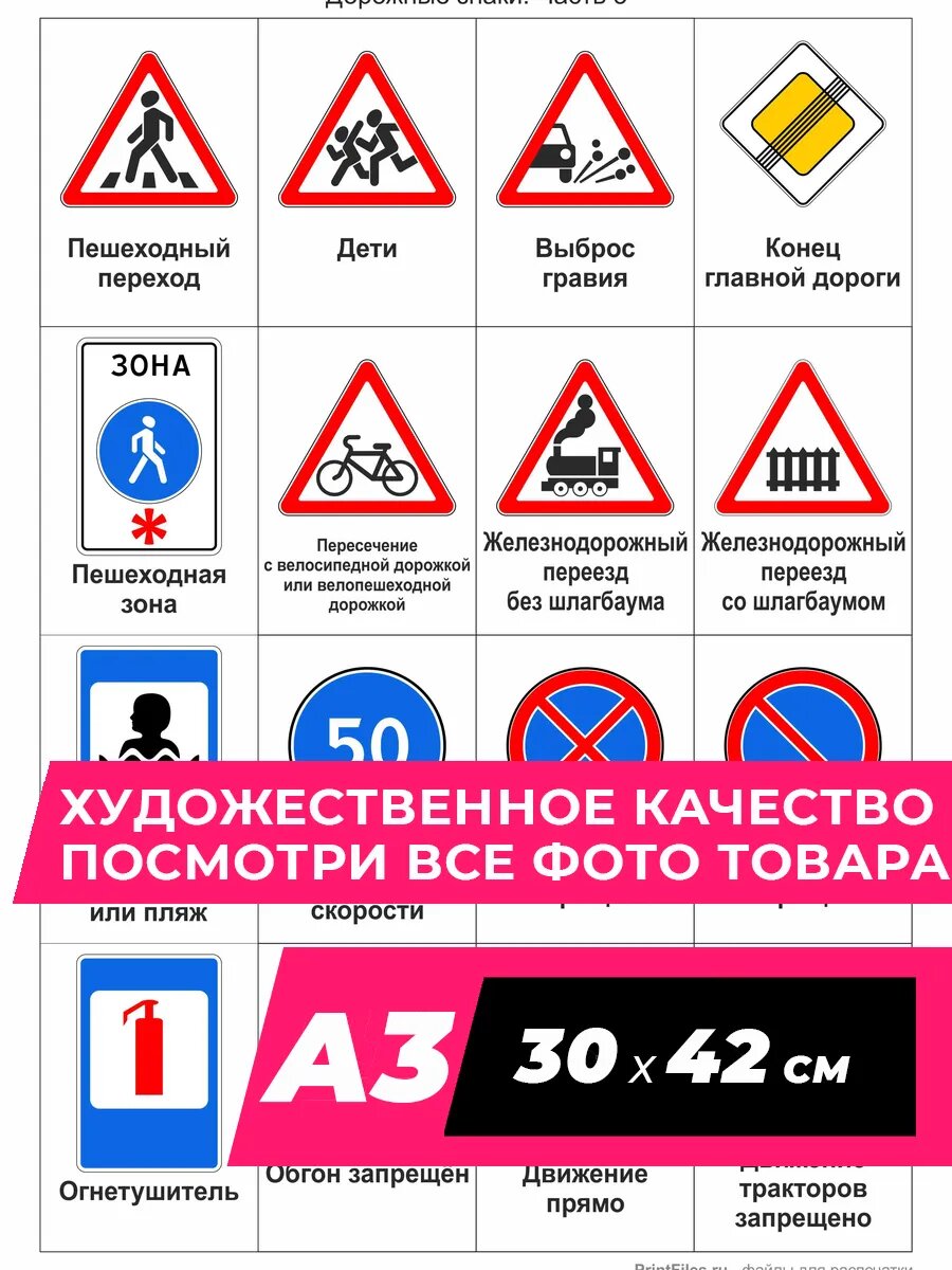 Плакат правила дорожного движения на стену A3