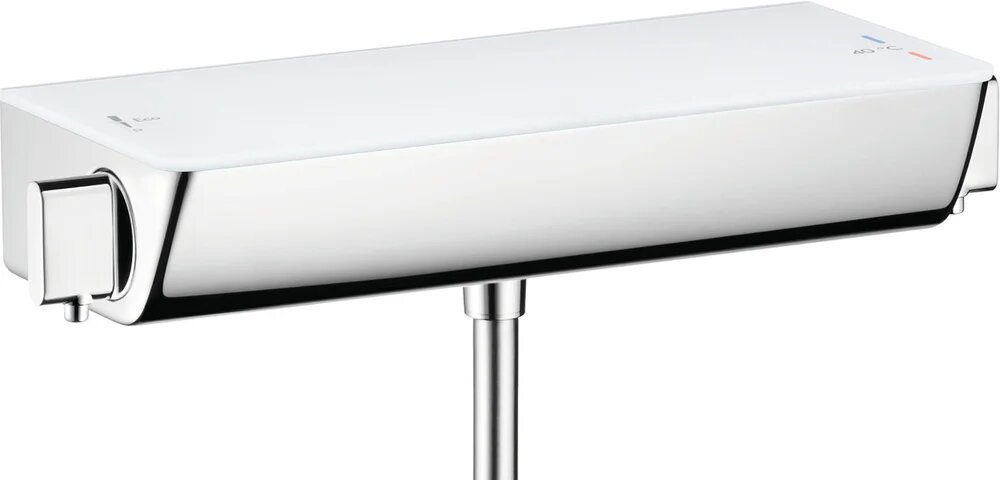 Термостатический смеситель Hansgrohe Ecostat Select 13161400 хром, белый, глянцевый, настенный, латунный, без лейки, смеситель для ванны с душем