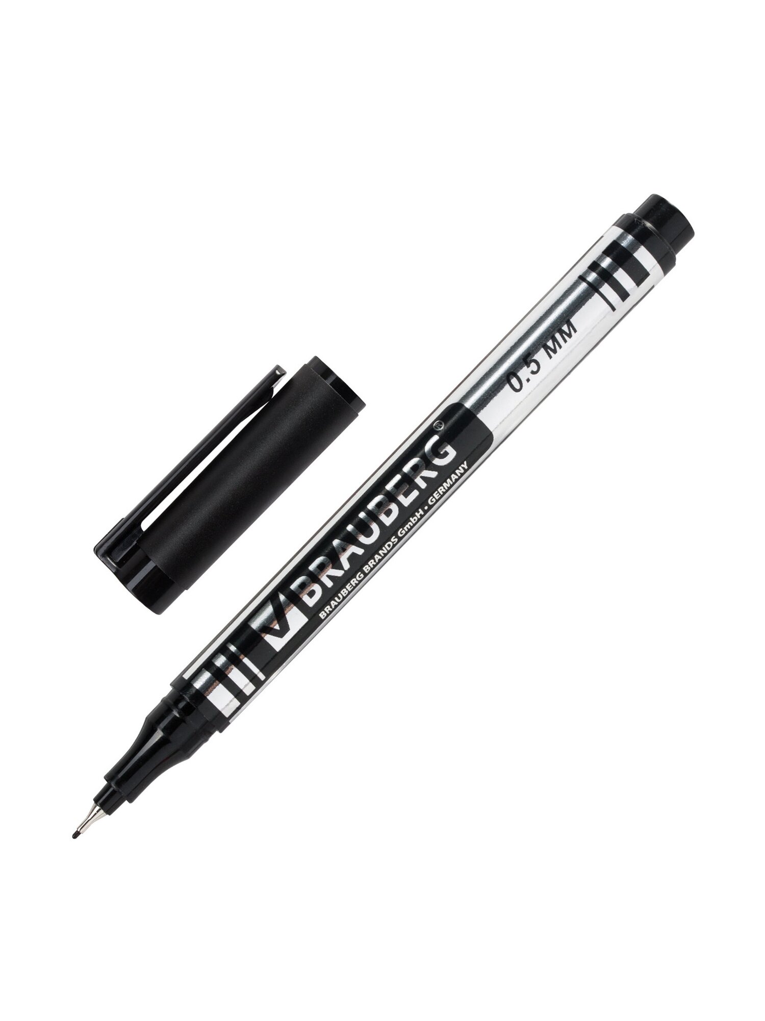 Маркер BRAUBERG "Jet", перманентный, линия 0.5мм, черный, 1 шт.