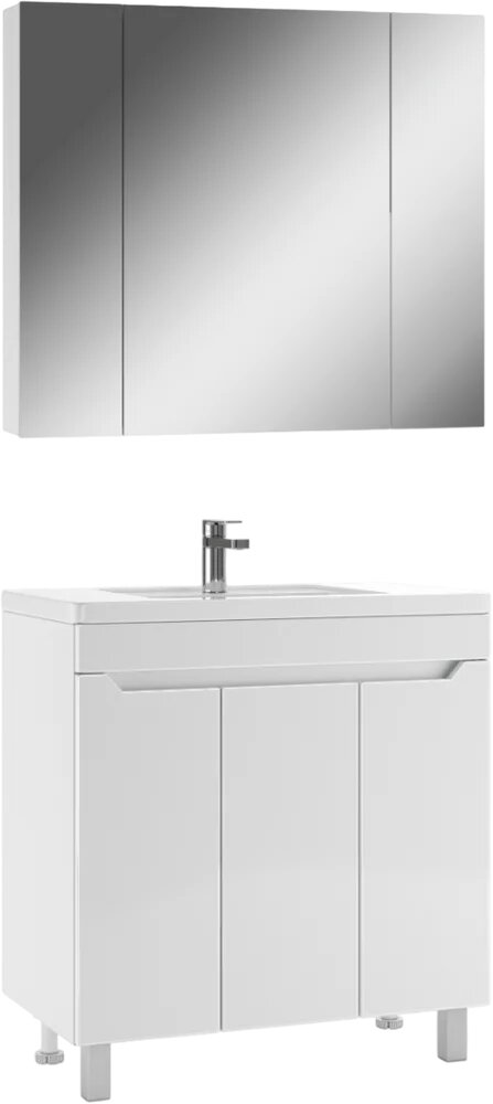 Мебель для ванной комнаты Айсберг Мечта 80 напольная, 3 дверцы, белая