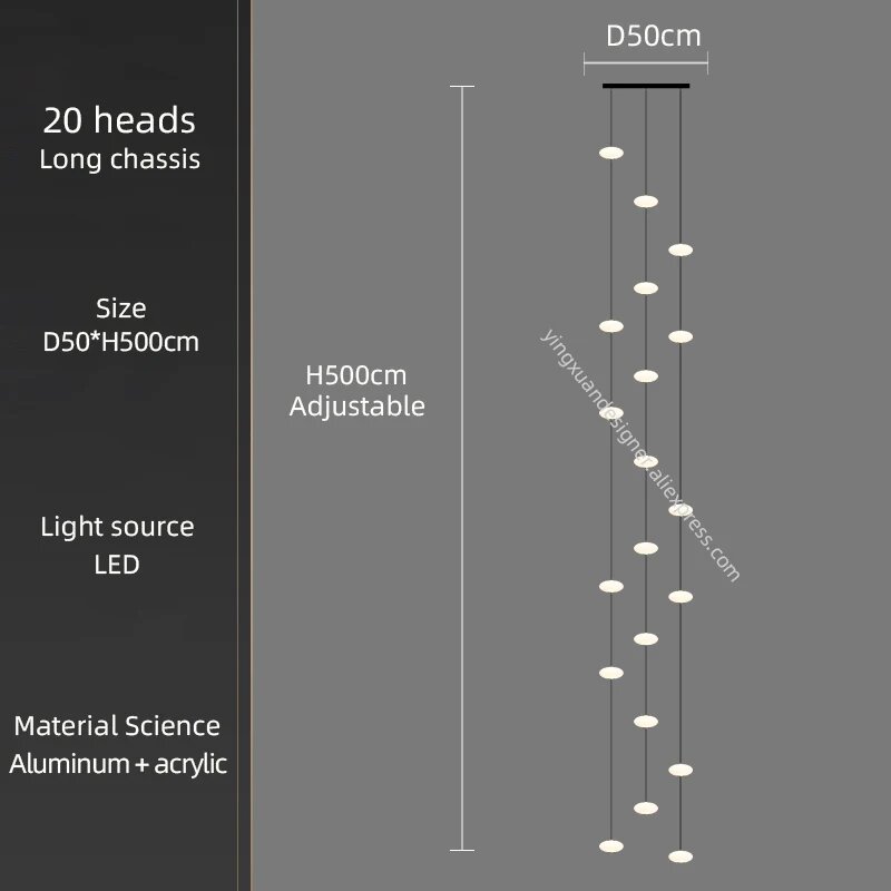 Подвесная люстра yingxuan трёхцветная LED Long 20 heads