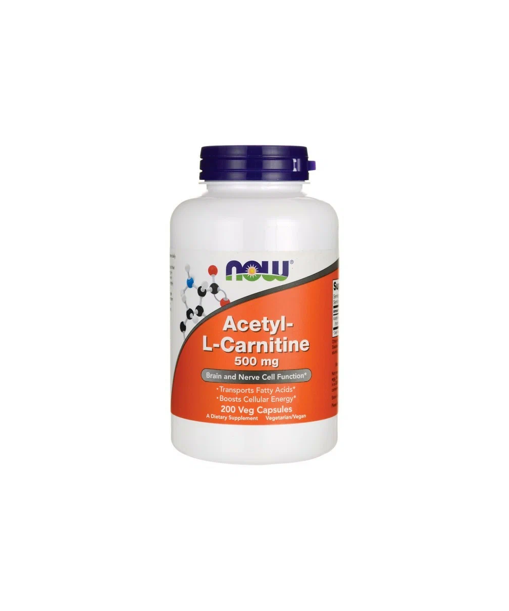 Now Acetyl L-Carnitine 500 mg НАУ Л-Карнитин 500 мг 200 vegcaps Нейтральный