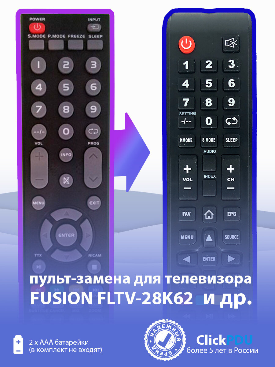 Пульт для телевизора FUSION FLTV-28K62 и других