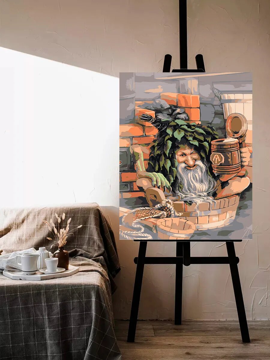 Картина по номерам Банник Дух Живущий в Бане Веник Сауна