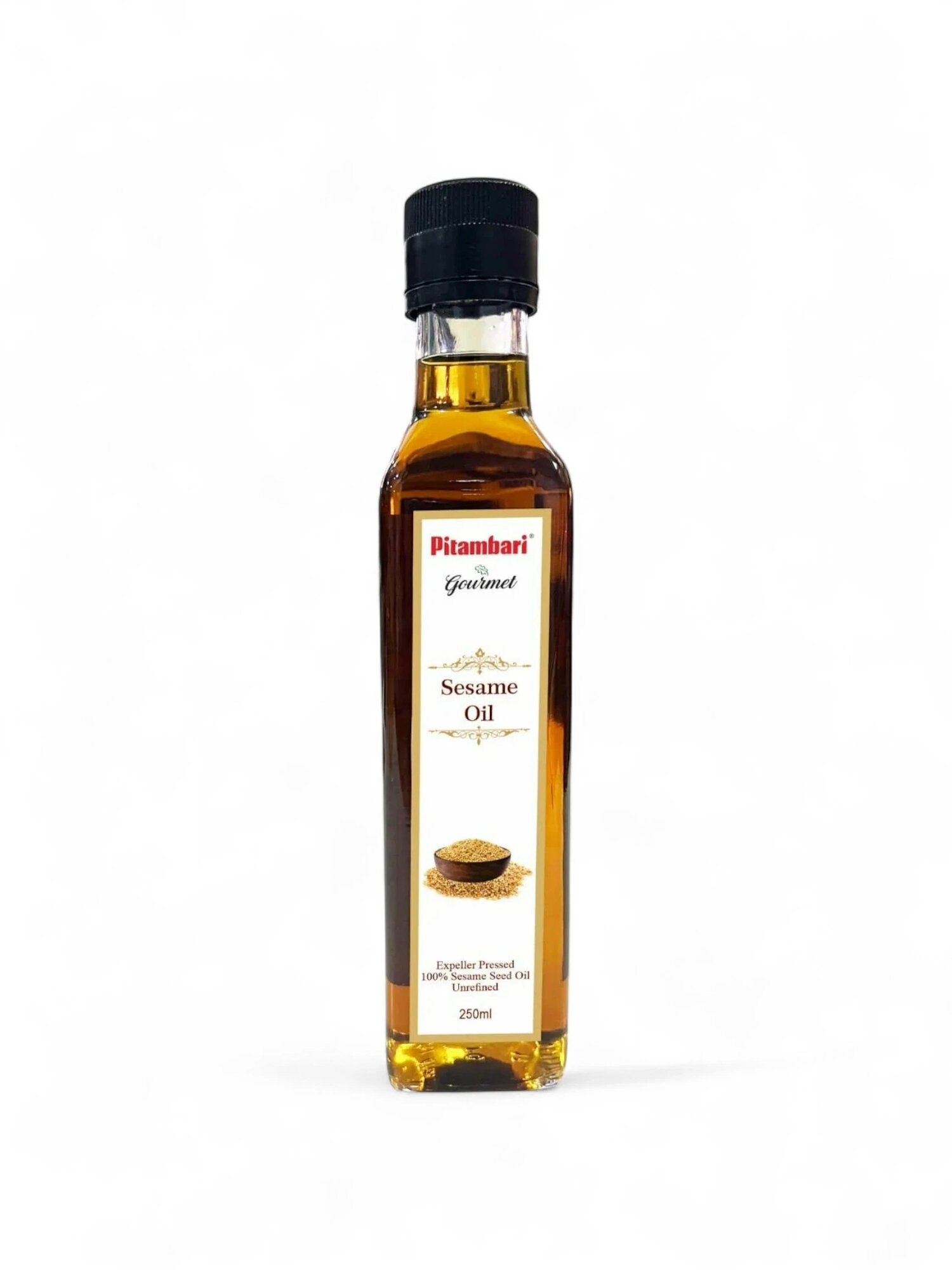 Sesame Oil SAPTA SHAKTI, Pitambari (Пищевое кунжутное масло холодного отжима сапта шакти, Питамбари), стекло, 250 мл.