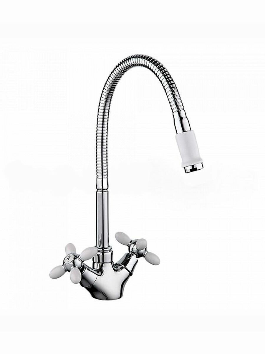 Вентильный смеситель для раковины (кухонной мойки) с гибким изливом и аэратором