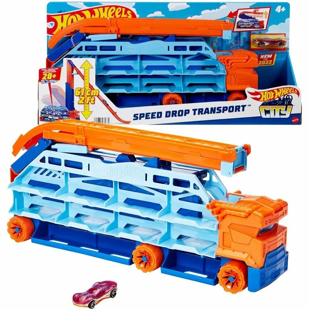 Автовоз Hot Wheels на 22 машины с трамплином Хот Вилс HDY92