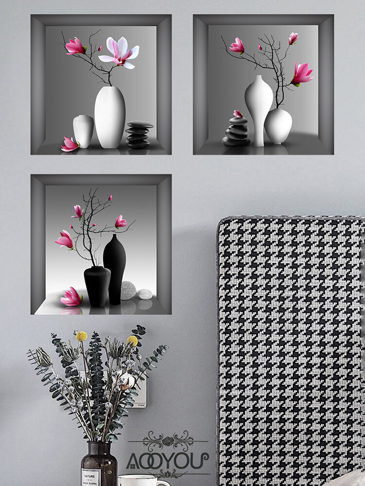 3D наклейки на стену "Суккуленты" — объемные, для кухни/спальни/балкона, декор без полива