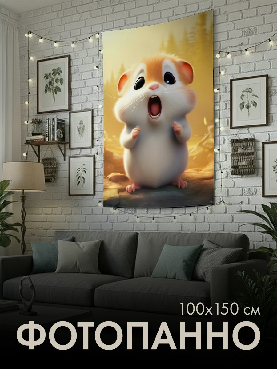 Панно тканевое PrintyFull / 100x150 см / хомяк, цифровая