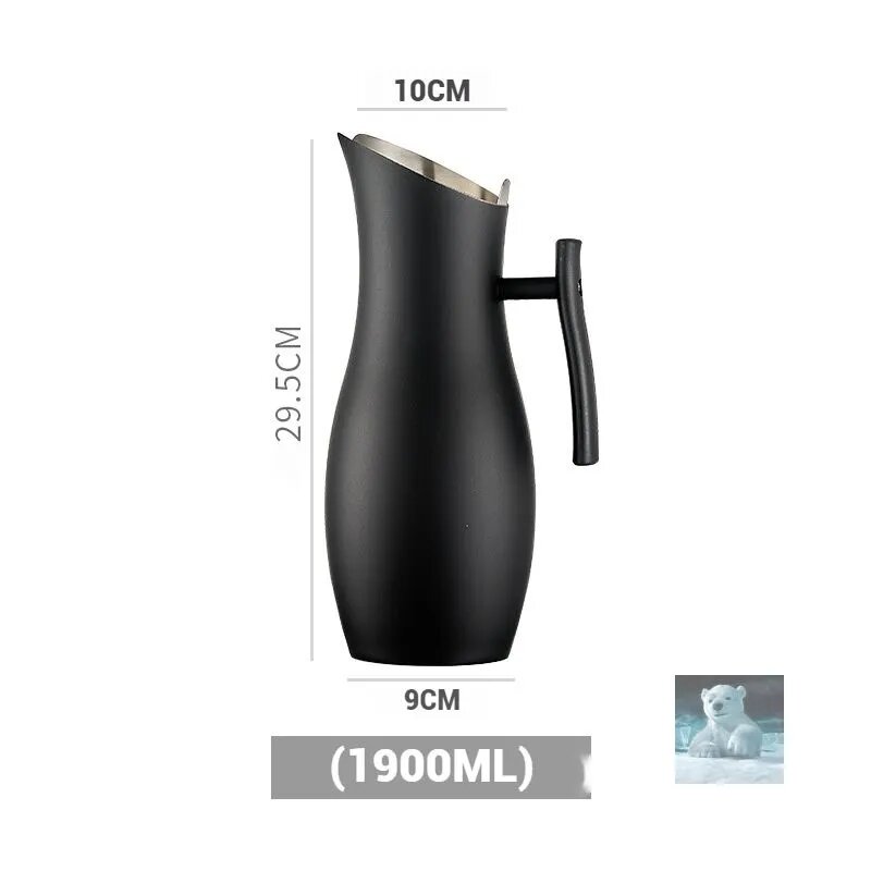 Кувшин для воды из нержавеющей стали 1.9 л, черный, для виски и водки, 29.5 см