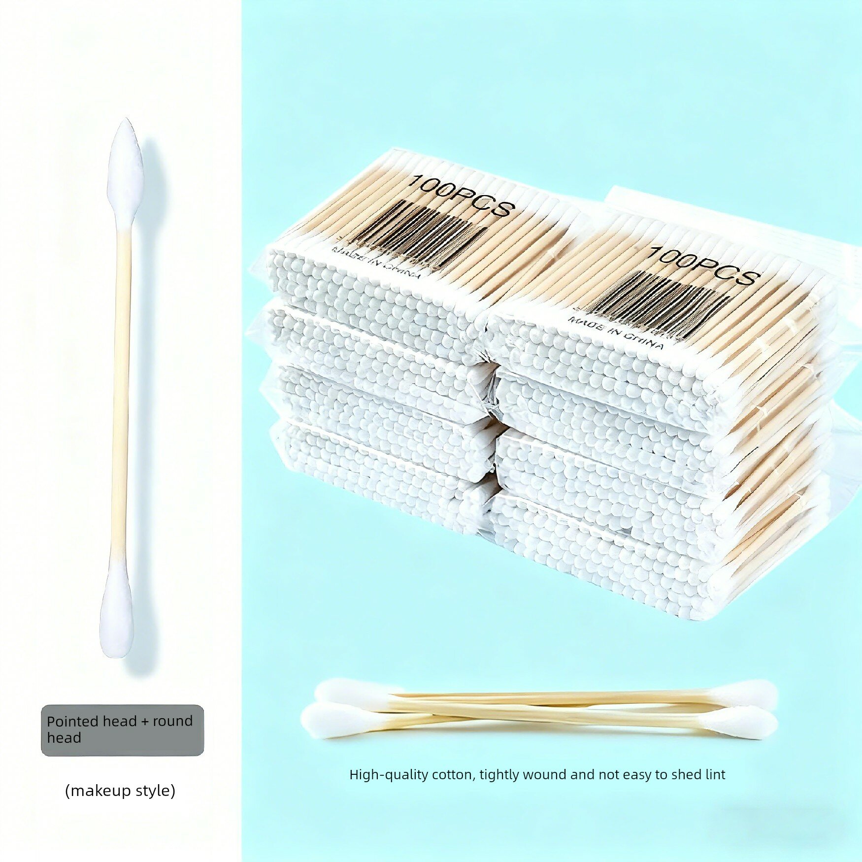 2000 одноразовых ватных палочек для чистки ушей и макияжа, двусторонние ватные палочки, специальные гигиенические