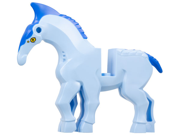 Direhorse Body with Blue Crest, Mane, and Tail, and Yellow Eyes Pattern, 1587pb01 Bright Light Blue N