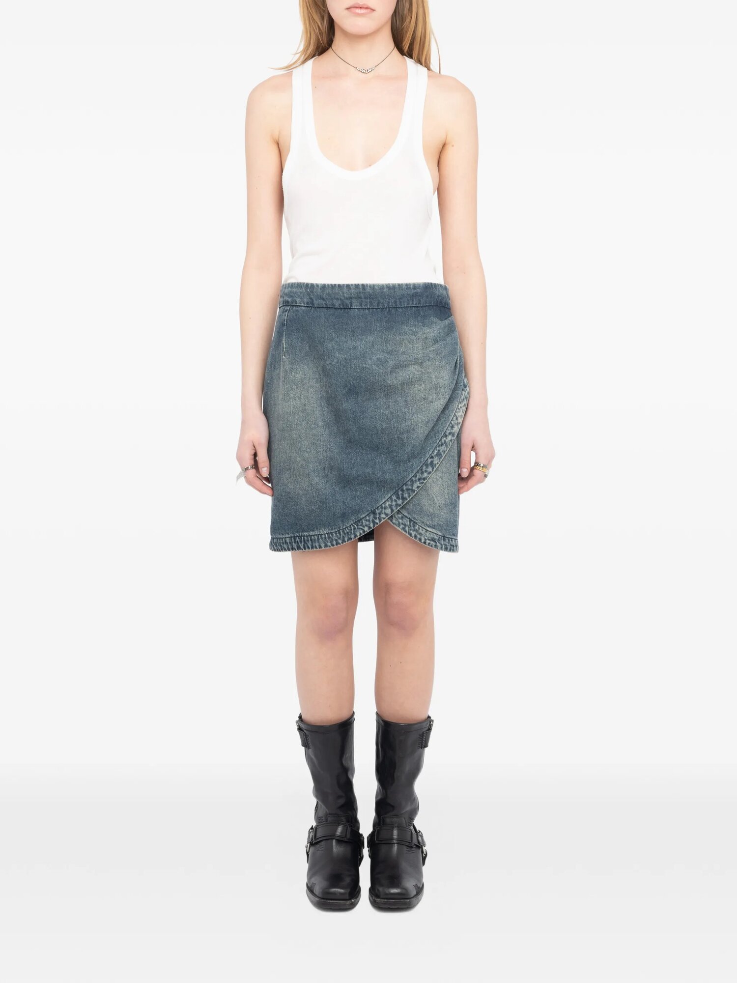 Юбка ZADIG & VOLTAIRE Denim wrap mini skirt, размер 36, blue — фото 1