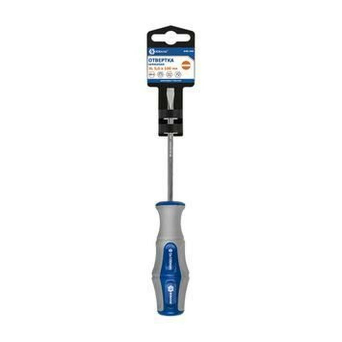 Отвертка Ultra Grip кобальт SL 6,0 х 100 мм, CR-V, двухкомпонентная рукоятка, подвес