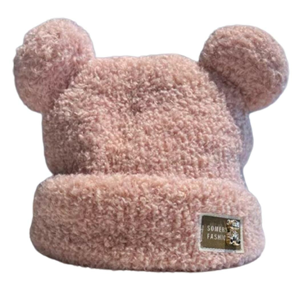 Шапка-бини с ушами медвежонка, Розовый