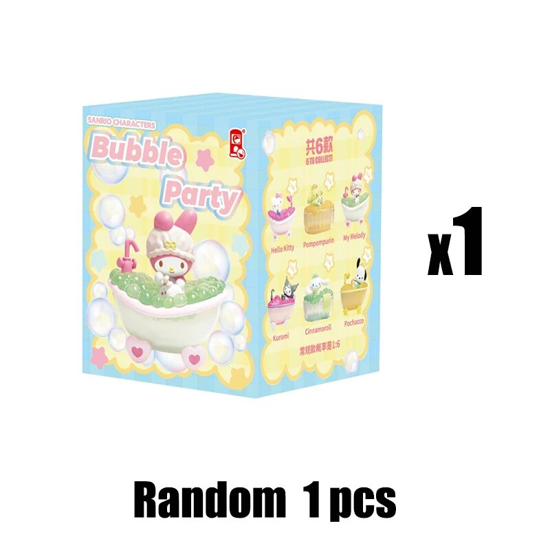 MINISO Милая фигурка Sanrio Hello Kitty KUROMI Cinnamon Dog из серии Bubble Party, которую можно носить в закрытой коробке-сюрпризе, станет отличным украшением рабочего стола и подарком на день рождения для девочки,
