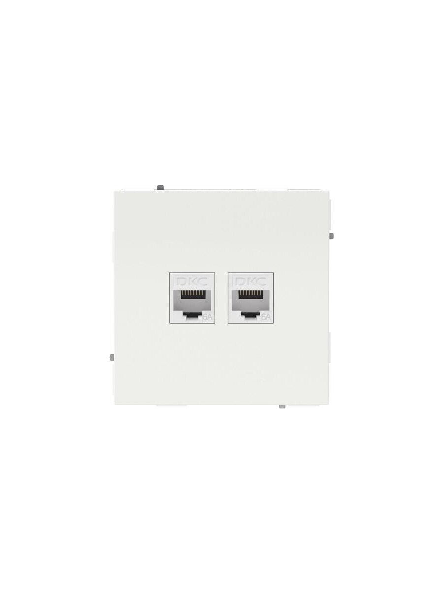Розетка компьютерная 2-м KANT RJ45 кат.6A без шторки бел. магнолия DKC 7000674