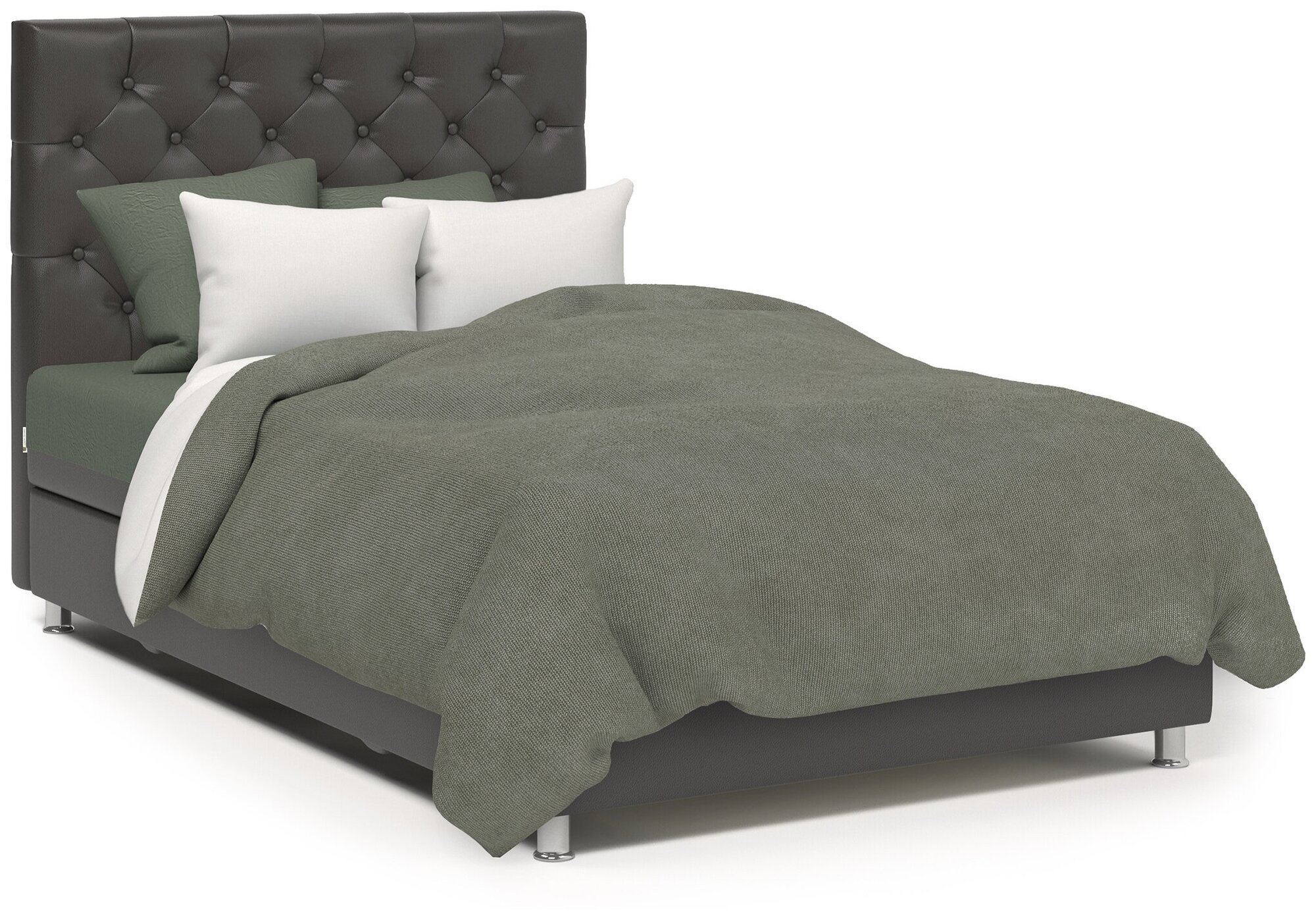 Тахта кровать Шармэль, 120х198 см, Корфу коричневый и экокожа шоколад