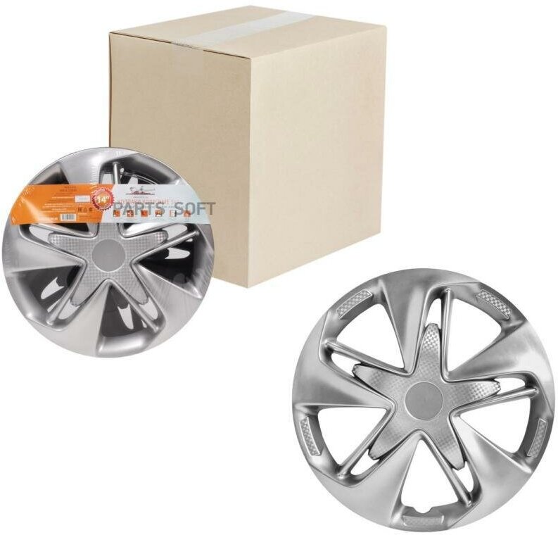 AWCC1424 AIRLINE Колпаки колесные 14" "Супер Астра", серебристый, карбон, компл. 2 шт.