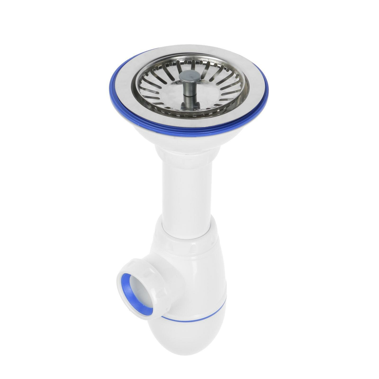 Сифон для кухонной мойки бутылочный 3 1/2"x40 выпуск с нержавеющей решёткой Unicorn В412P