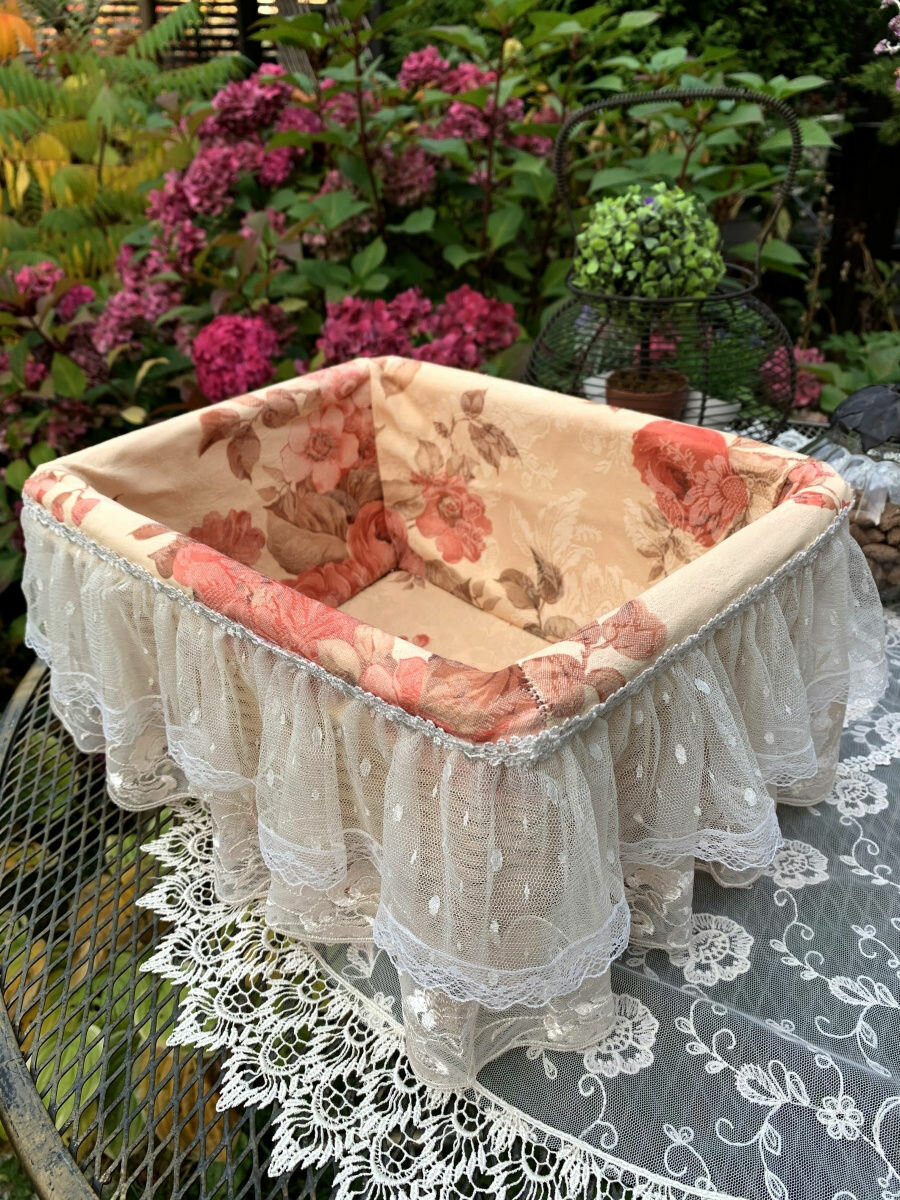 Корзинка Ajourele A-881, прямоугольная, лоза/полиэстер, бежевая, 34х26х16см