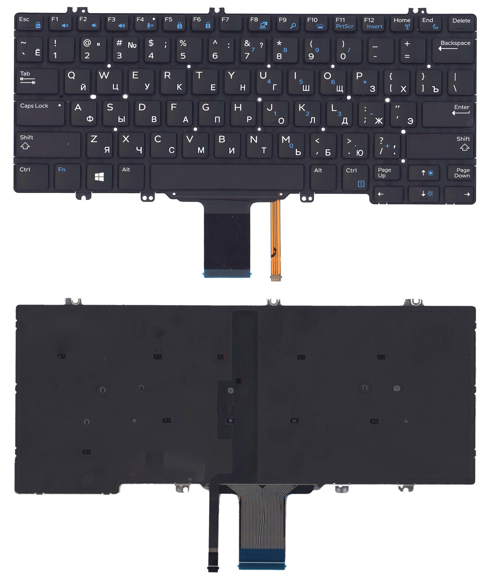 Клавиатура для ноутбука Dell Latitude E5280 черная с подсветкой