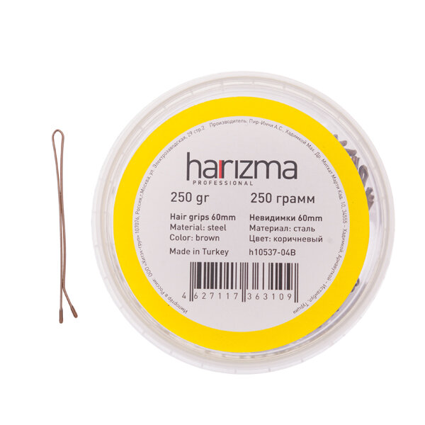 Невидимки Harizma H10537-04B , прямые, коричневые , длина 60мм, 250гр