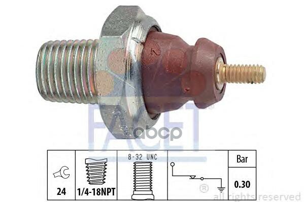 Датчик давления масла FORD Escort (81>99), Fiesta (76>), Mondeo (93>00), Orion (83>93), Transit (86>00) Facet арт. 70011