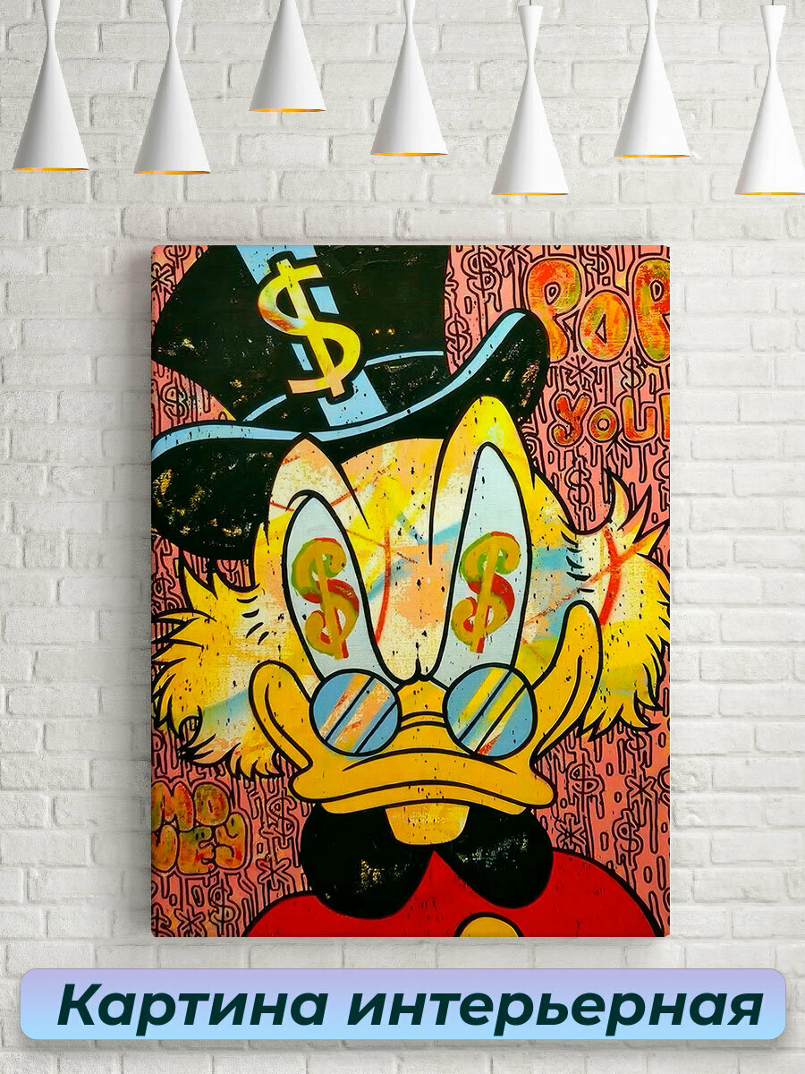 Картины для интерьера 20х30 Скрудж доллары мульт