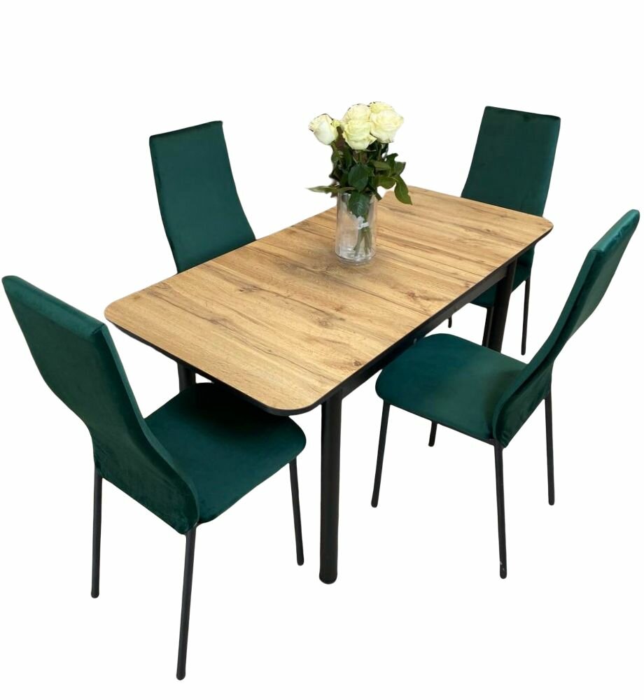 Комплект стол и стулья Обеденная группа Стол обеденный раздвижной NGVK стол Дуб Крафт 110х70 +4 стула