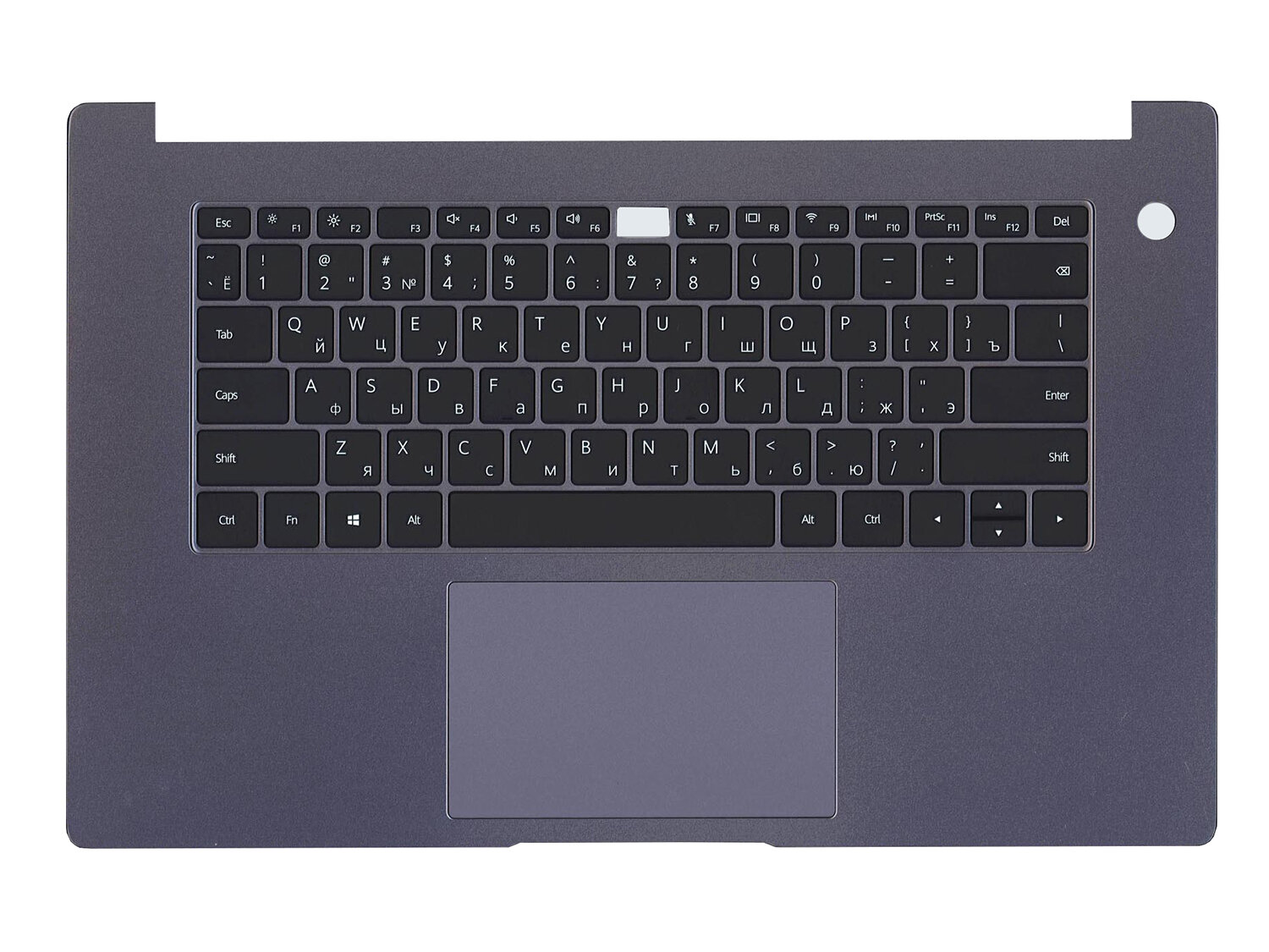 Клавиатура (топ-панель) для ноутбука Honor MagicBook 15 черная с серо-синим топкейсом