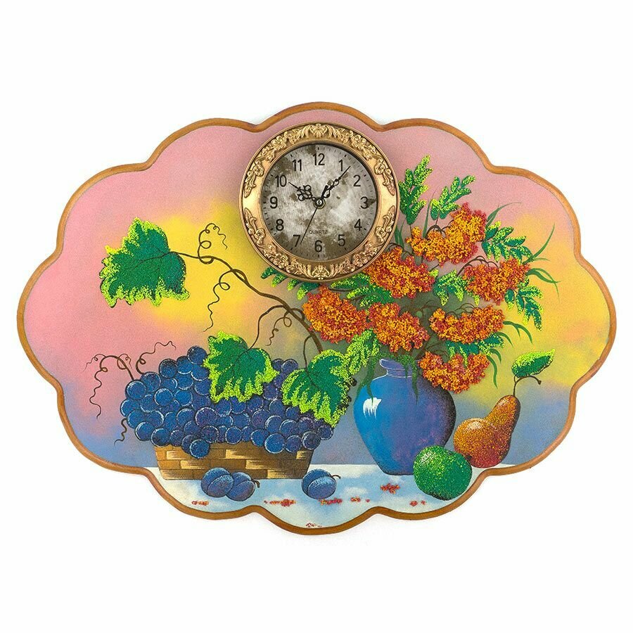 Часы с картиной "Натюрморт" 66х48 см каменная крошка 119553