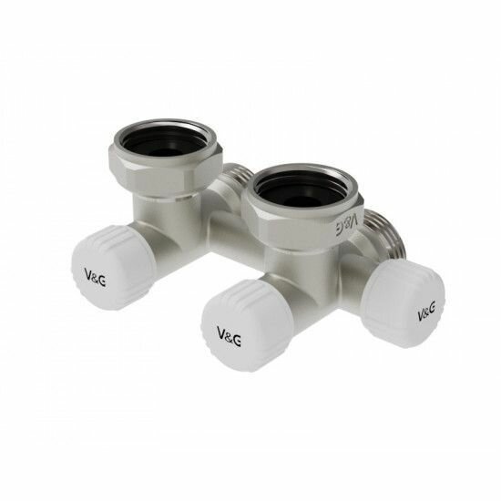 Узел Н-образный угловой с вентильными затворами V&G VALOGIN 3/4"В x 3/4"евроконус ( для однотрубных/двухтрубных систем отопления) арт. VG-607201