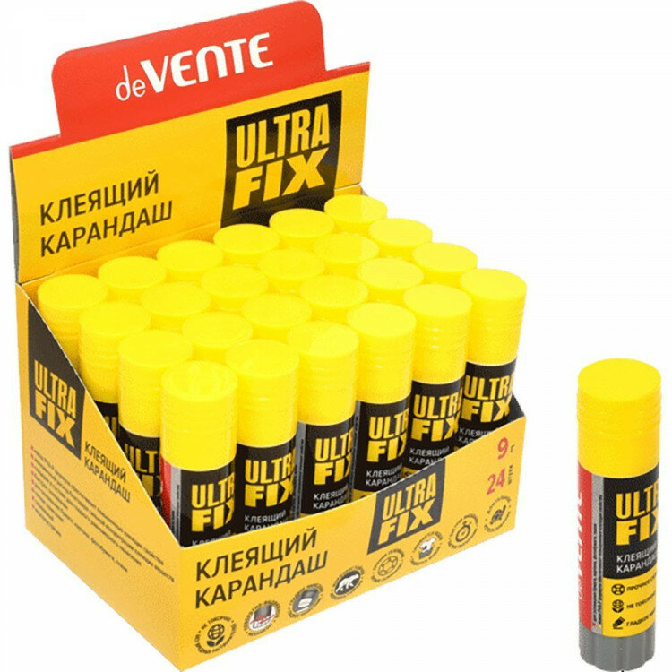 Клей-карандаш 09г deVENTE Ultra Fix, PVA-P основа арт.4042922. Количество в наборе 36 шт.