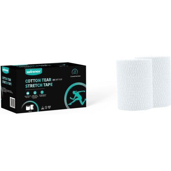 Тейп спортивный легко-разрываемый Winner Medical WINNER 607019, 7,5 см х 4,5 м, белый, 16 шт